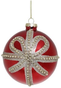 Červená skleněná vánoční ozdoba koule s mašlí Chic Bauble – Ø 10 cm