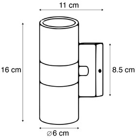 Sada 2 venkovních nástěnných svítidel černá IP44 - Duo