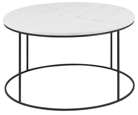 Kulatý konferenční stolek s mramorovou deskou 80 cm Černo - bílý OMEN