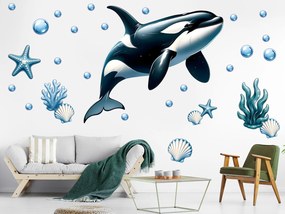 Kosatka textilní přelepitelná samolepka na zeď arch 145 x 122 cm