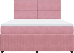 Box spring postel s matrací růžová 180x200 cm samet 3292405