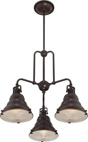 Elstead Industriální tříramenný lustr Quoizel Eastvale Palladianský bronz 3x E27