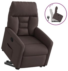 Zvedací polohovací křeslo tmavě hnědé textil 3303037