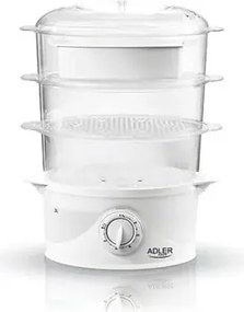 Adler AD 633 bílá / Parní hrnec / 800W / 9 L / 3 nádoby