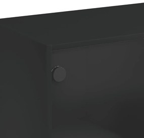 Konferenční stolek se skleněnými dvířky černý 102 x 50 x 42 cm - Default Title