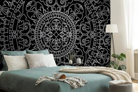 Tapeta orientální ornament v černobílém - 150x100 cm