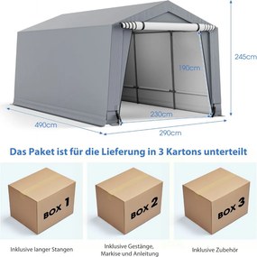 Costway Garážový stan Velký přístřešek pro auto Garáž s dveřmi Přístřešek