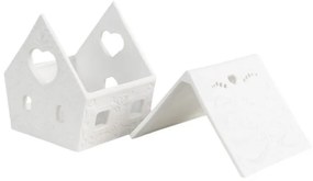 Bílý keramický domeček na čajovou svíčku Mechelen II – 9x7x8 cm