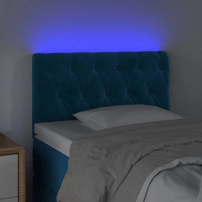 Čelo postele s LED tmavě modré 80 x 7 x 78/88 cm samet 3121982