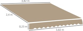 Náhradní plachta pro slunečník Outsunny - S jemnými vlnkami - Vysoce hustý polyester 280 g/m² s UV ochranou 3,82L x 2,4W (výložník) m Beige