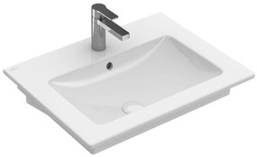 Villeroy & Boch Venticello - Umyvadlo 60x50 cm, s přepadem, otvor pro baterii, CeramicPlus, alpská bílá 412460R1