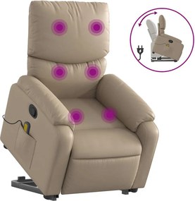 Zvedací masážní polohovací křeslo cappuccino umělá kůže 3204899