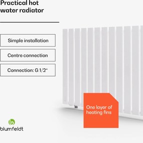 Blumfeldt Ontario, radiátor, 100 x 60, 1/2" boční připojení, montáž na stěnu, 681 W