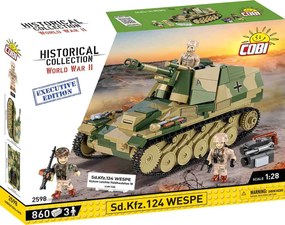 Cobi 2598 ww ii německá lehká polní houfnice sd.kfz. 124 wespe 1:28