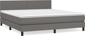 Box spring postel s matrací šedá 160x200 cm umělá kůže 3141015