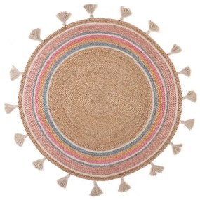 Kulatý koberec barevný s proužky