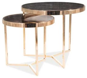 MAXIVA Konferenční stolek - DELIA II, černý mramor/zlatá