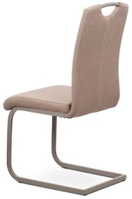 Jídelní židle, potah krémová látka, bílé prošití, kovová podnož, lanýžový lak - DCL-612 CRM2