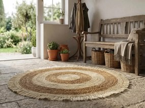 Přírodní kulatý koberec VELOR DUO ⌀ 70 cm, béžový/hnědý