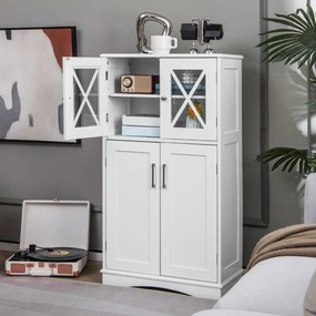 Costway WC skříňka do koupelny, na prádlo s dvířky – 60 × 30 – 60 × 30 × 108 cm