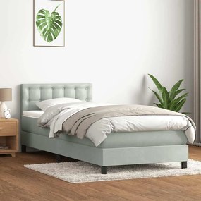 Box spring postel s matrací a LED Světle šedá 90x220 cm Samet 3317295