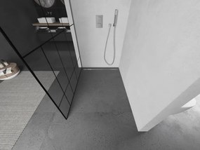 Mexen Kioto L, sprchová zástěna Walk-In 120 x 200 cm, 8mm čiré sklo černý vzor, ​​chromový profil, 800-120-103-01-78