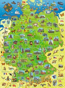 Ravensburger puzzle barevná mapa německa xxl 200 dílků