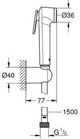 GROHE 26353000 - Bidetová sprška TEMPESTA-F 30 s držákem a hadicí 150 cm chrom