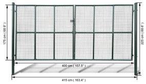 vidaXL Zahradní brána z pletiva 415 x 225 cm / 400 x 175 cm