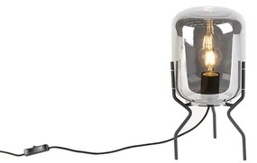 Inteligentní designová stolní lampa černá s kouřovým sklem včetně WiFi A60 - Bliss