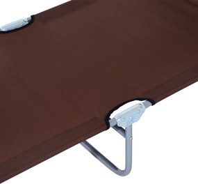 Zahradní lehátko Outsunny skládací s ochranou proti slunci hnědé 187x58x36 cm na terasu a balkon | Aosom.de