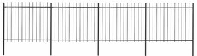 Zahradní plot s kopím nahoře ocelový 671 x 150 cm černý 277632