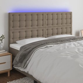 Čelo postele s LED taupe 180x5x118/128 cm textil
