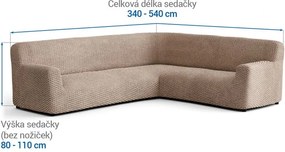 Bielastické potahy MOSAICO béžové rohová sedačka (š. 350 - 530 cm)