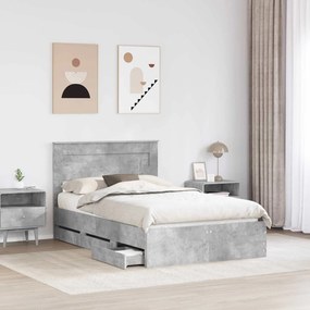 Rám postele s čelo Betonově šedá 135 x 190 cm Inženýrské dřevo 3409855