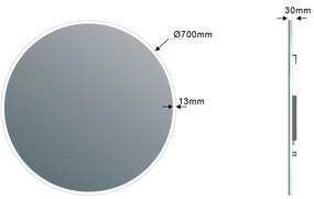 Sapho, VISO LED podsvícené kulaté zrcadlo, průměr 70cm, VS070