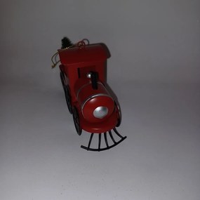 Vánoční ozdoba kovová lokomotiva, 15,2 × 4,5 × 8,2 cm, závěsná, červená