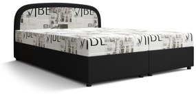 Manželská postel Boxspring 160 cm Brick Comfort (černá + vzor vlny) (s matrací a úložným prostorem). 1055776