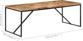 vidaXL Jídelní stůl 200 x 90 x 76 cm masivní akácie a mangovník [323554] Barva: Bílá