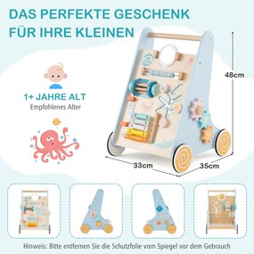 Costway Dřevěné chodítko na tlačení a tahání Montessori dětské chodítko