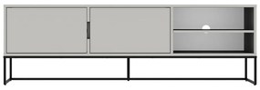 Bílý TV stolek s černými kovovými nohami Tenzo Lipp, šířka 176 cm