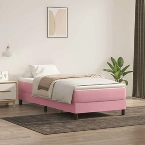 Postel Box Spring bez matrace růžová 90x210 cm samet 3315812
