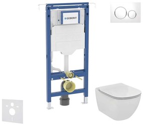 Geberit Duofix - Set předstěnové instalace, klozetu a sedátka Ideal Standard Tesi, tlačítka Sigma20, bílá/lesklý chrom SANI11CD3126