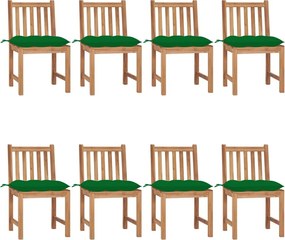 vidaXL Zahradní židle 8 ks s poduškami masivní teak [3073157] Barva: Zelená