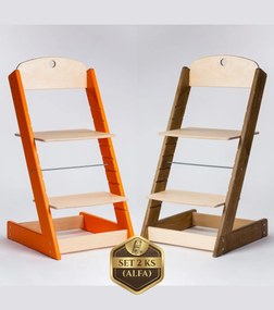 Lucas Wood Style - rostoucí židle ALFA III zvýhodněný set 2 ks - oranžová + kaštan