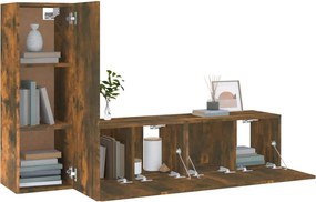 3dílný set TV skříněk kouřový dub kompozitní dřevo 3120257