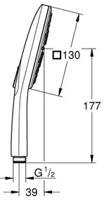 GROHE 26550000 - Ruční sprcha RAINSHOWER SMARTACTIVE 130 CUBE lesklý chrom