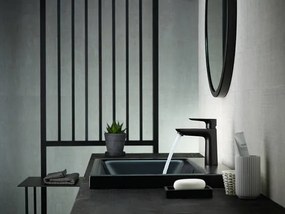 Hansgrohe Talis E, páková umyvadlová baterie 110 CoolStart s odtokovou soupravou s táhlem, černá matná, 71713670