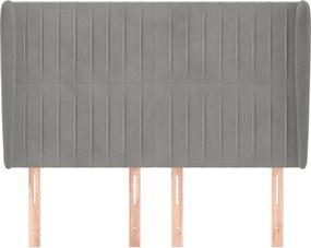Čelo postele typu ušák světle šedé 147x23x118/128 cm samet 3118242