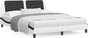 vidaXL Rám postele s LED osvětlením 160 x 200 cm umělá kůže [3214118] Barva: Bílá a černá